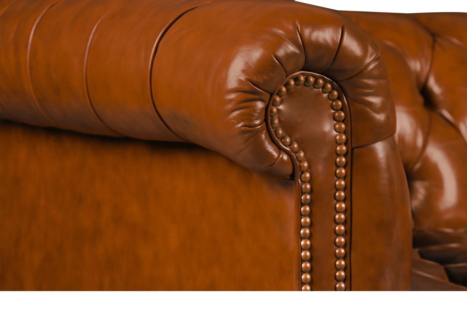 Vintage Chesterfield Style Brown Leather Button Tufted Sofa For Sale at ...