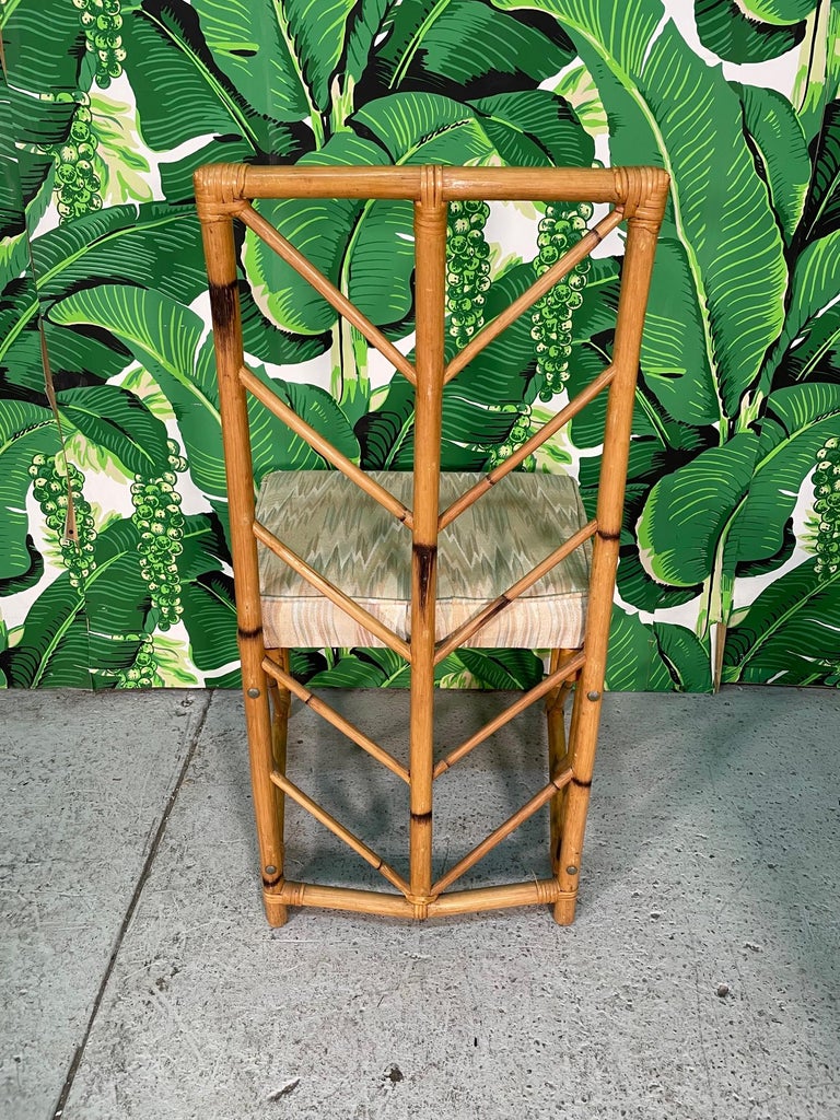 Vintage Chevron Rattan Dining Chairs, Set of 6 For Sale at 1stDibs