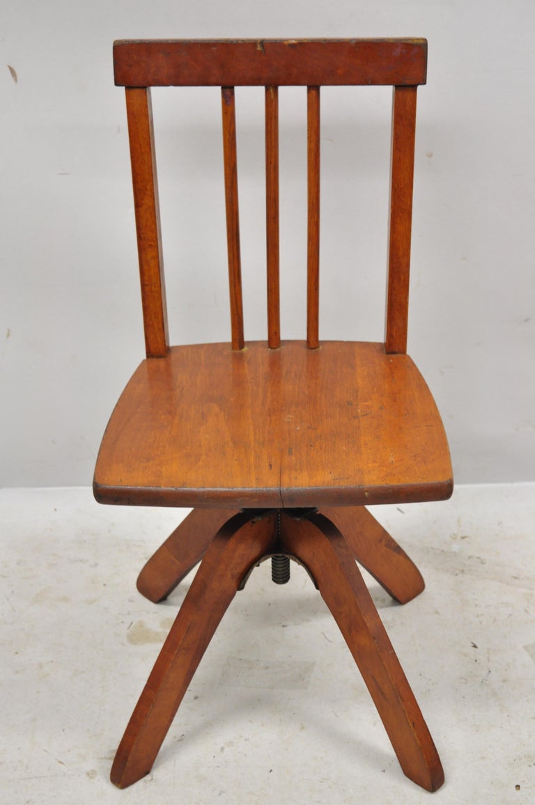 Vintage Children's Size Child's Roll Top Writing Desk and School Chairs ...