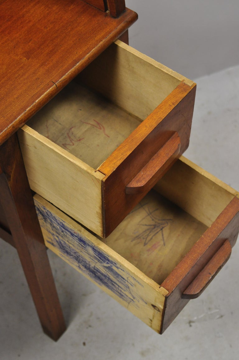 Vintage Children's Size Child's Roll Top Writing Desk and School Chairs ...