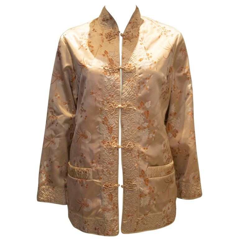 Vintage Chinease Jacket with Fur Lining For Sale at 1stDibs