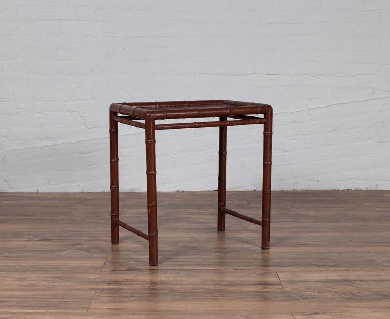 Vintage Chinese 1950s Bamboo Side Table with Brownish Patina and ...
