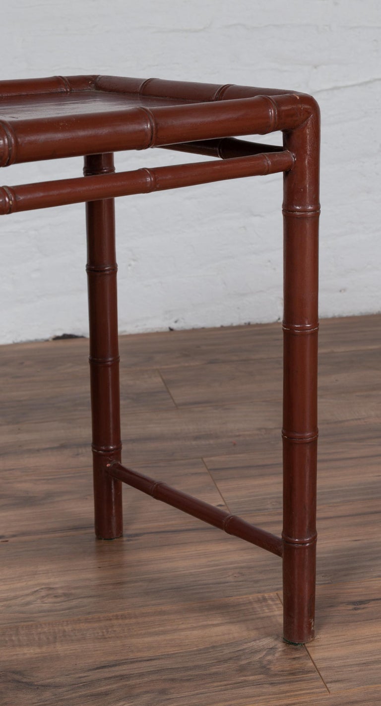 Vintage Chinese 1950s Bamboo Side Table with Brownish Patina and ...