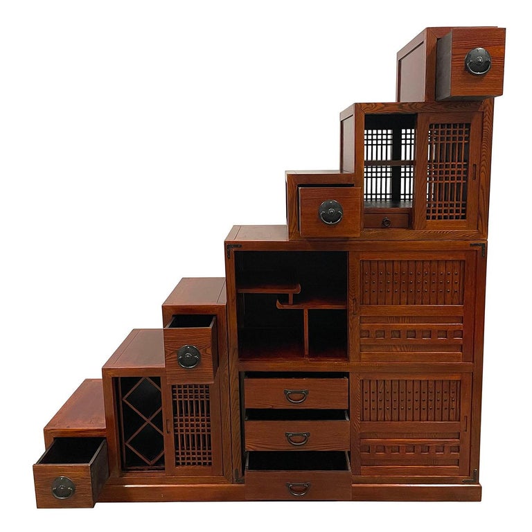 Vintage Chinese 3 Pieces Double Sided Steps/Ladder Cabinet, Room ...