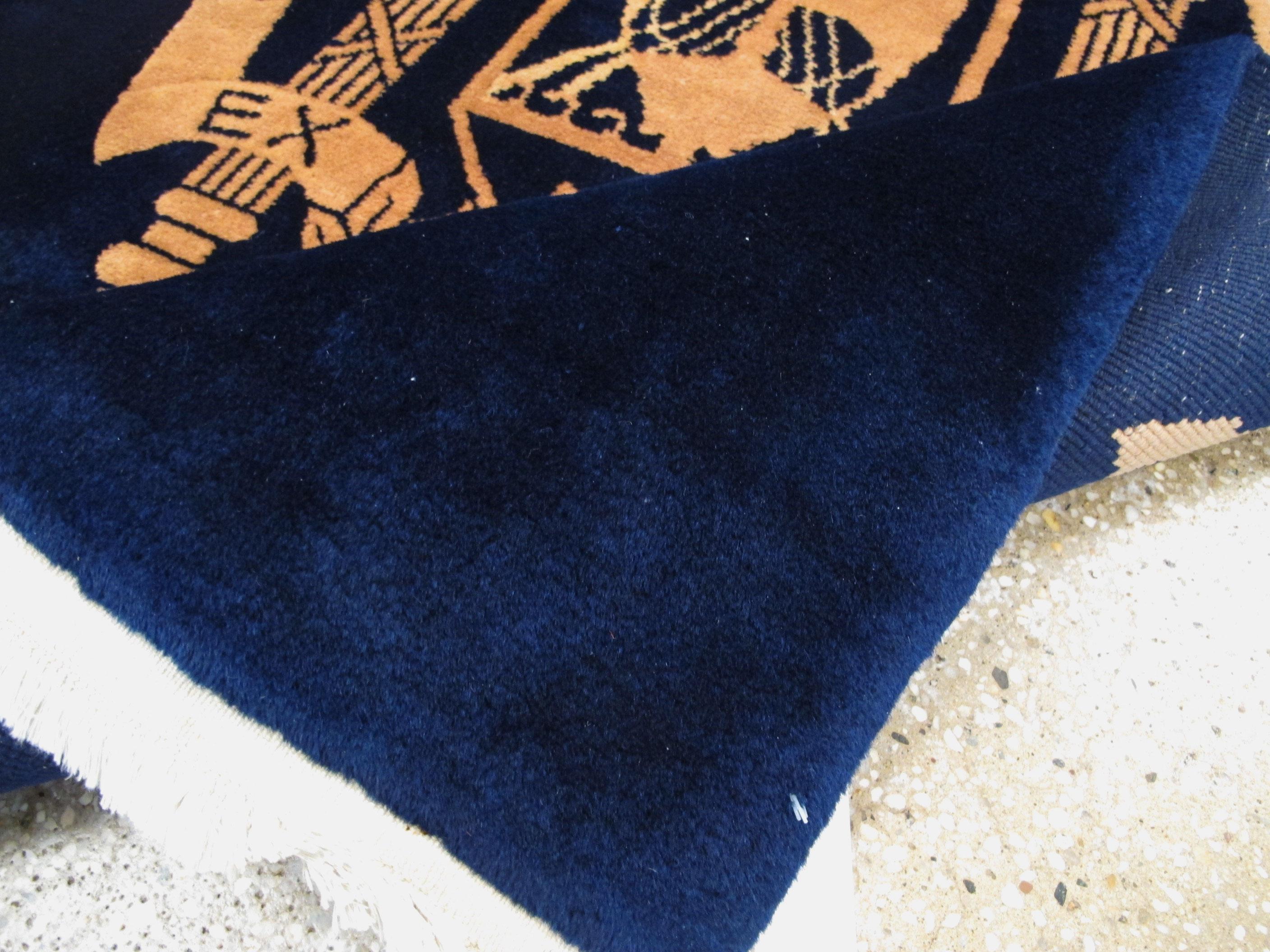 Midcentury Handmade United States Naval Academy Rug in Navy Blue For ...