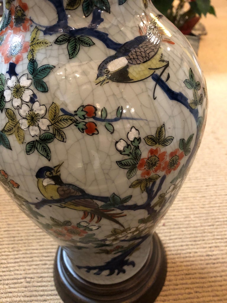 Vintage Chinese Bird Motife Porcelain Table Lamp at 1stDibs