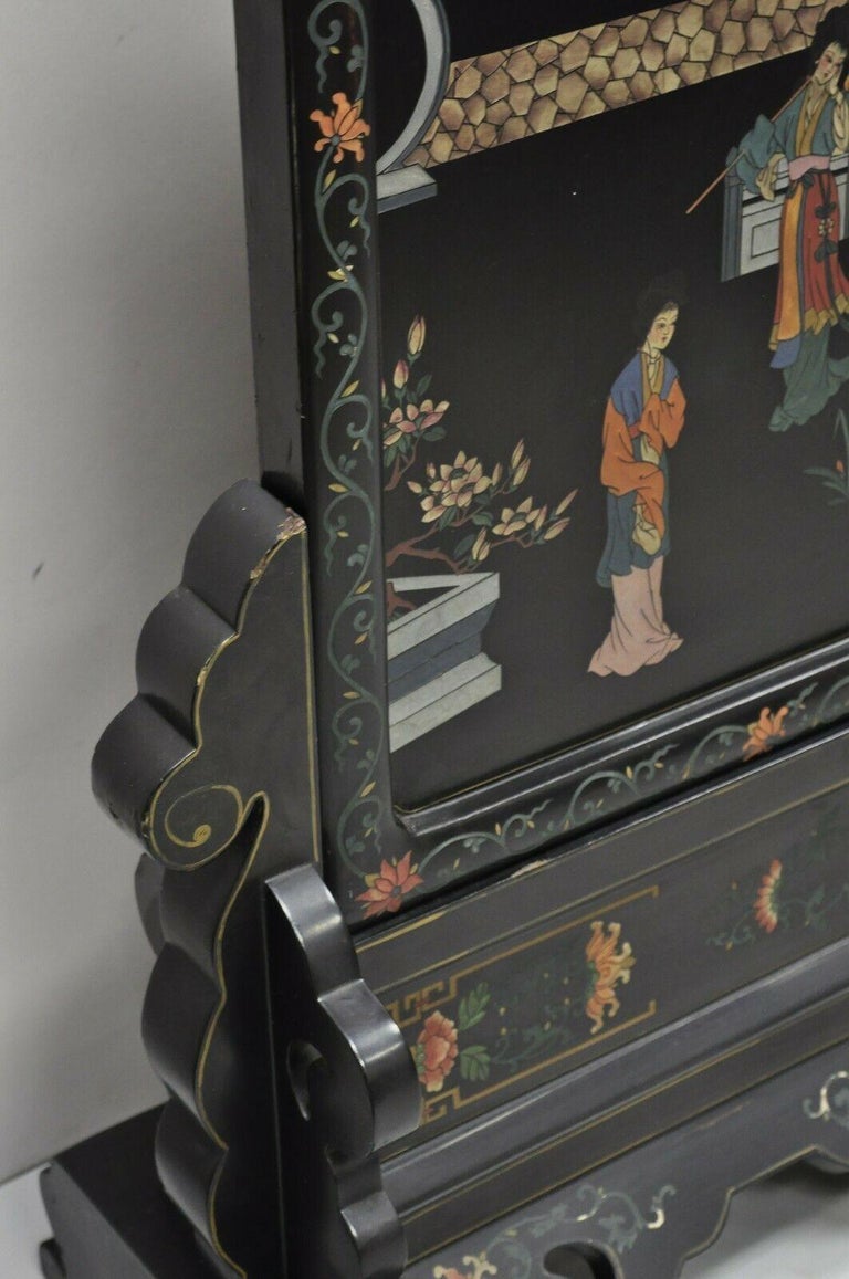 Vintage Chinese Black Lacquer Asian Fireplace Screen Fire Screen ...