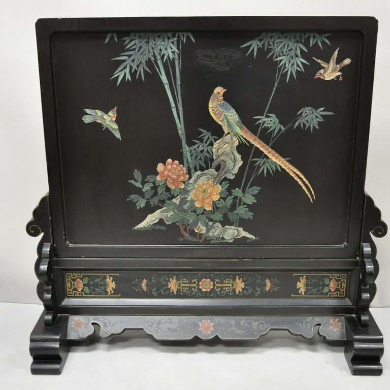 Vintage Chinese Black Lacquer Asian Fireplace Screen Fire Screen ...