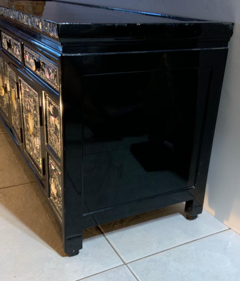 Vintage Chinese Black Lacquer One Side Coffee Table at 1stDibs