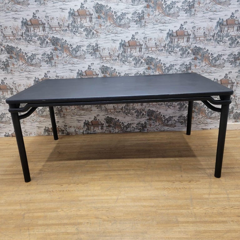 Vintage Shanxi Province Black Lacquered Elm 6 Seat Dining Table For ...