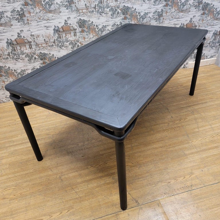 Vintage Shanxi Province Black Lacquered Elm 6 Seat Dining Table For ...