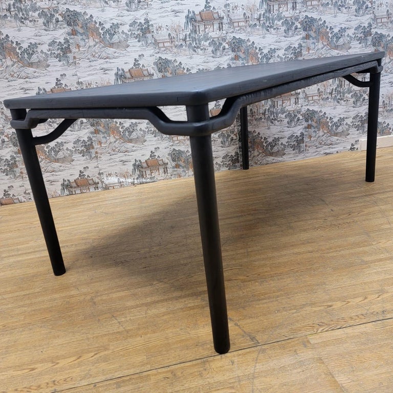 Vintage Shanxi Province Black Lacquered Elm 6 Seat Dining Table For ...