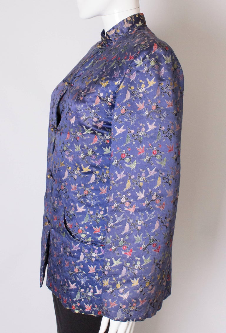 A Vintage 1950s embroidered floral Chinese Blue Silk Jacket For Sale at ...
