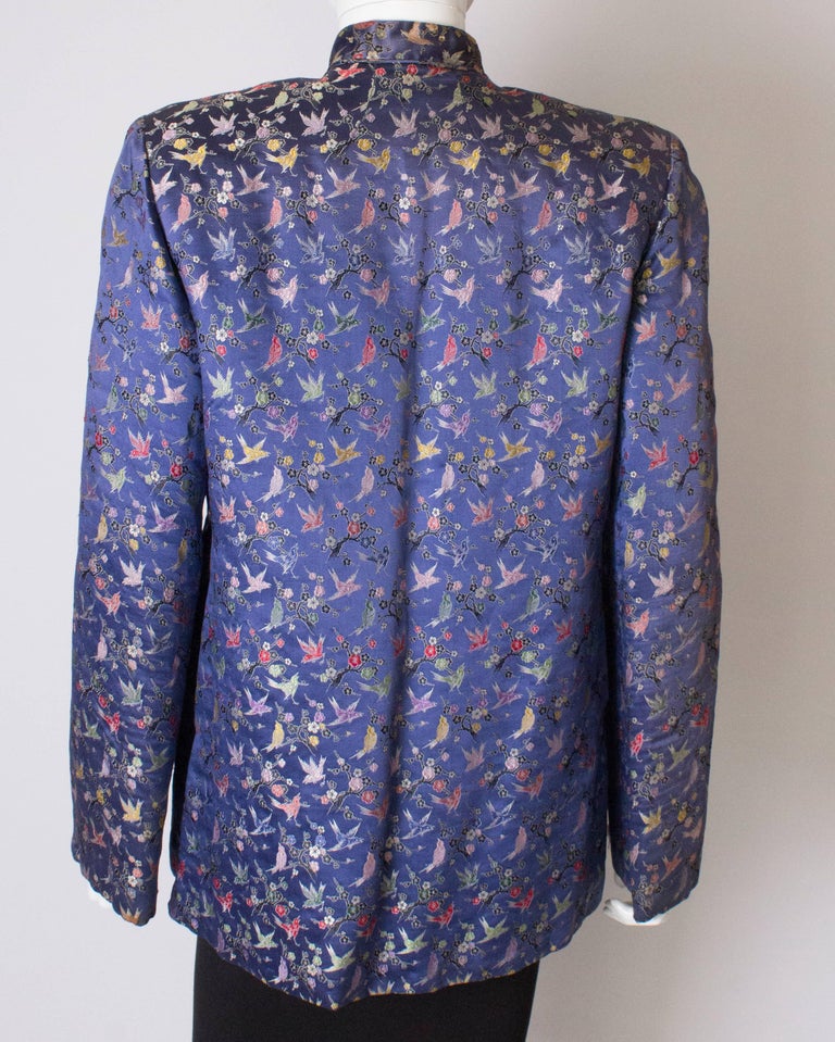 A Vintage 1950s embroidered floral Chinese Blue Silk Jacket For Sale at ...