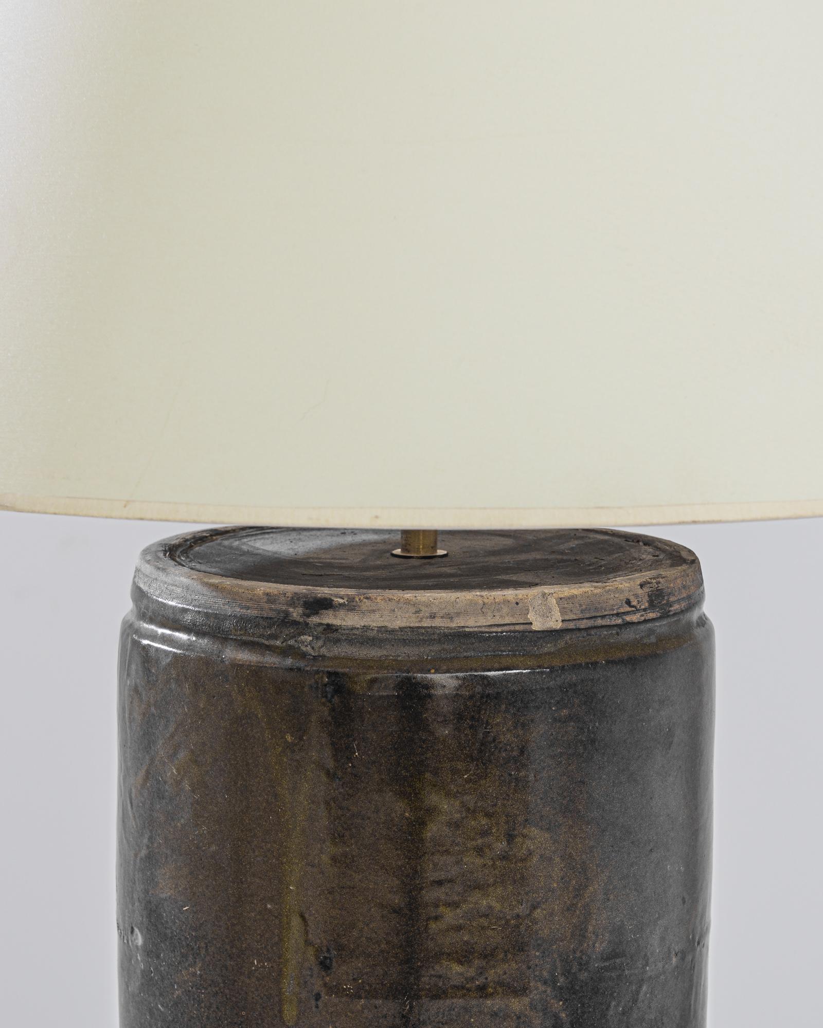 Vintage Chinese Brown Ceramic Table Lamp at 1stDibs