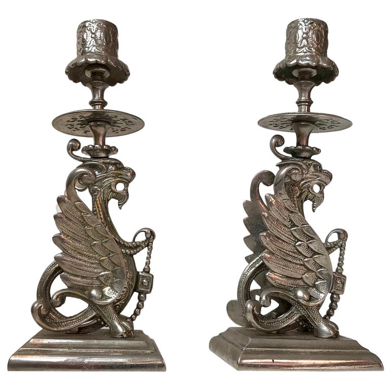 Vintage Chinese Candlesticks with Griffin Dragons, 1950s, Set of 2 at ...