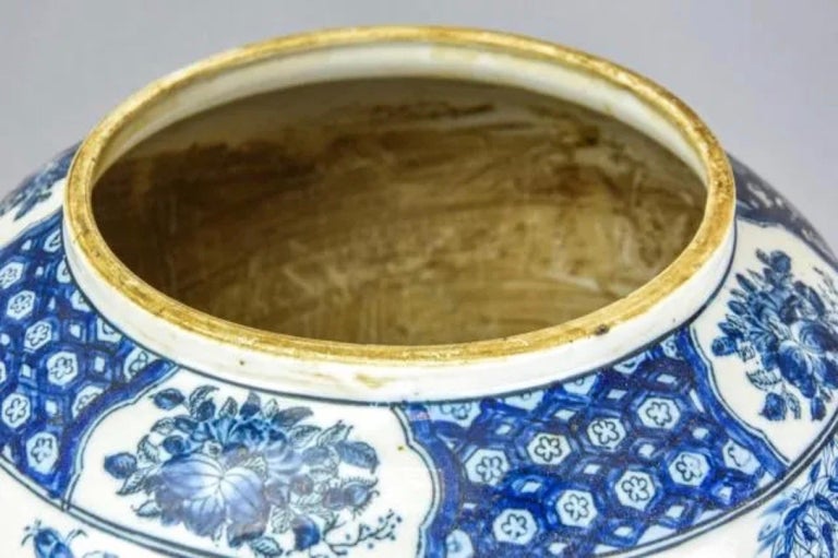 Vintage Chinese Canton Blue and White Porcelain Ginger Jar For Sale at ...