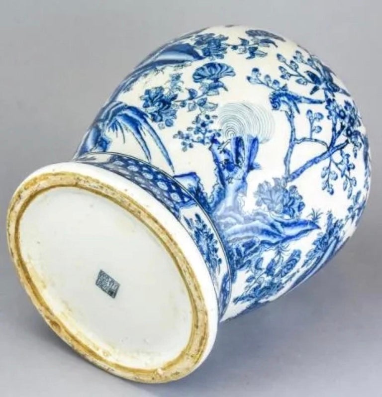 Vintage Chinese Canton Blue and White Porcelain Ginger Jar For Sale at ...
