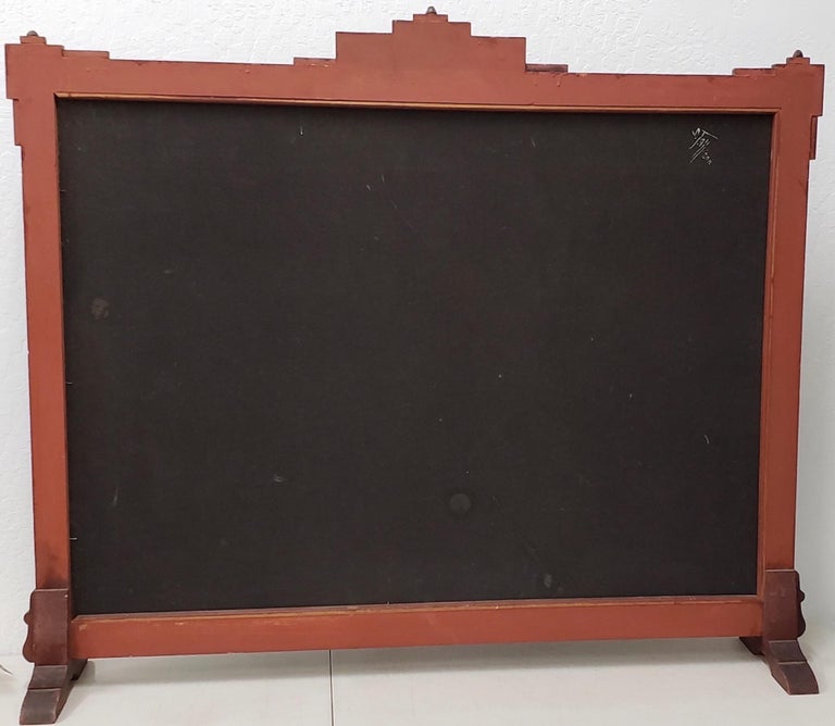 Vintage Chinese Carved and Painted Fire Screen, circa 1940s at 1stDibs