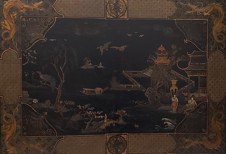 Vintage Chinese Carved and Painted Fire Screen, circa 1940s at 1stDibs