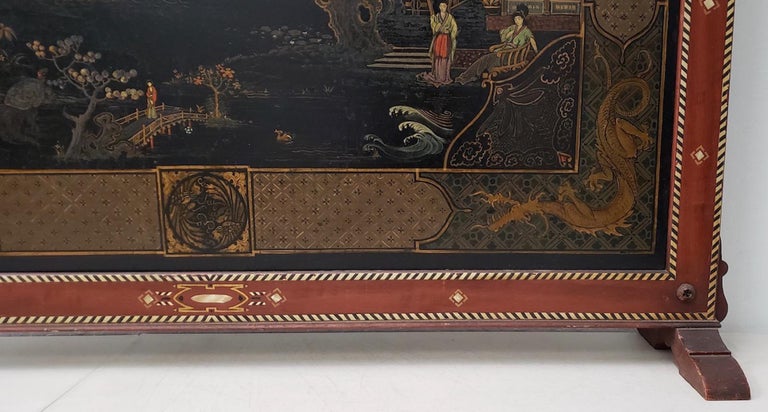 Vintage Chinese Carved and Painted Fire Screen, circa 1940s at 1stDibs