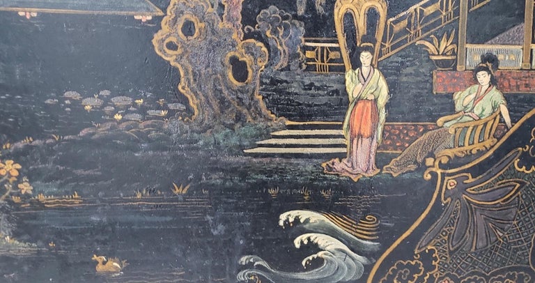 Vintage Chinese Carved and Painted Fire Screen, circa 1940s at 1stDibs