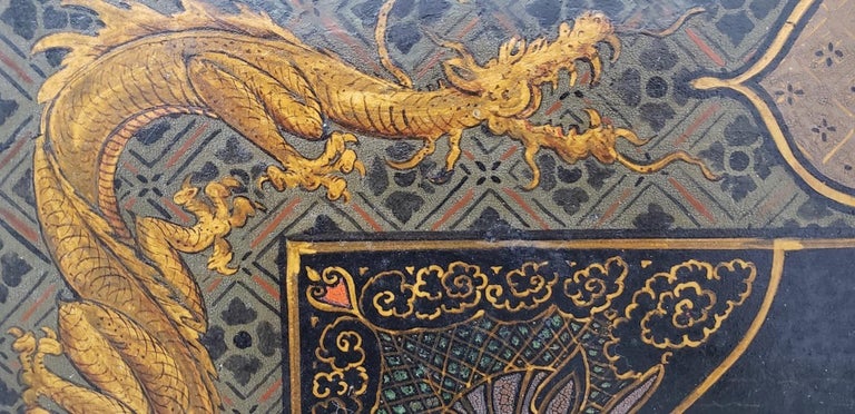 Vintage Chinese Carved and Painted Fire Screen, circa 1940s at 1stDibs
