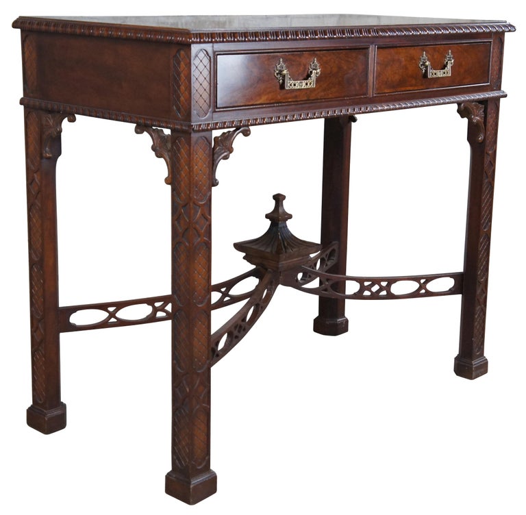Vintage Chinese Chippendale Mahogany Carved Console Hall Table Server ...
