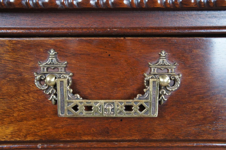 Vintage Chinese Chippendale Mahogany Carved Console Hall Table Server ...