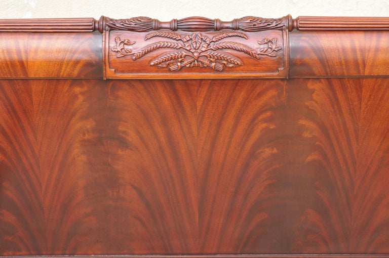 Vintage Chinese Chippendale Mahogany Carved Wheat Sheaf Full Size Bed ...