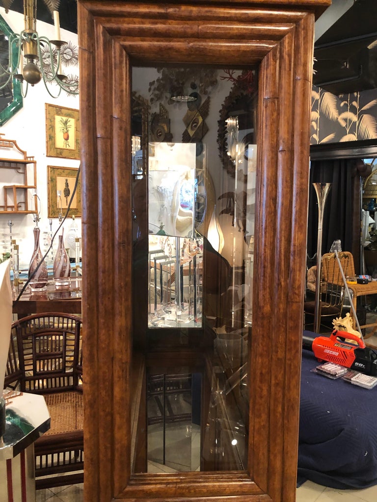 Vintage Chinese Chippendale Rattan Bamboo Pagoda Greek Key Display ...