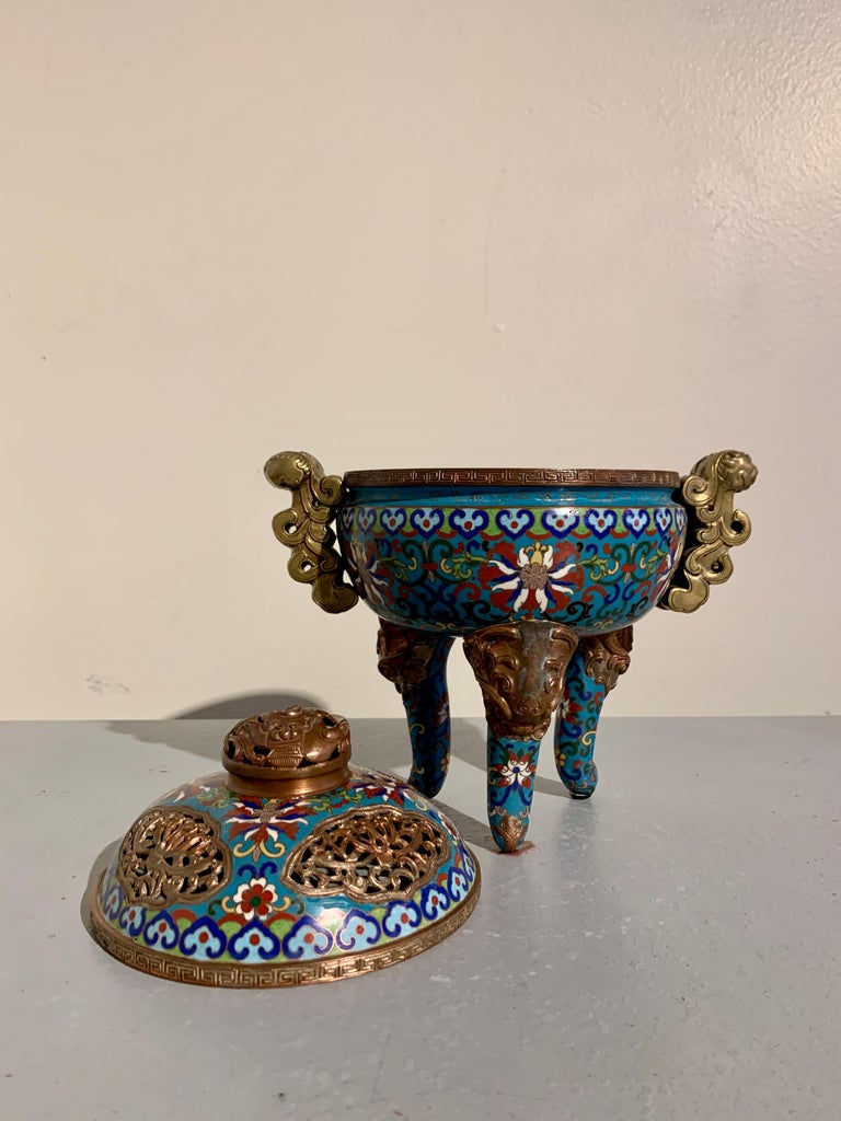 Vintage Chinese Cloisonne Enamel Tripod Censer, circa 1970's, China For ...