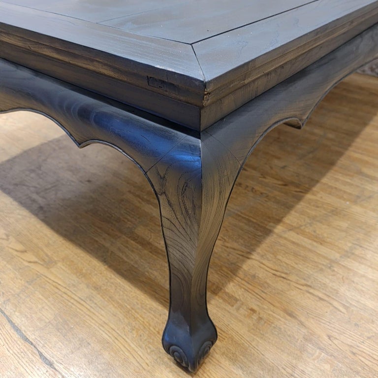 Vintage Chinese Elm Black Lacquer Coffee Table For Sale at 1stDibs