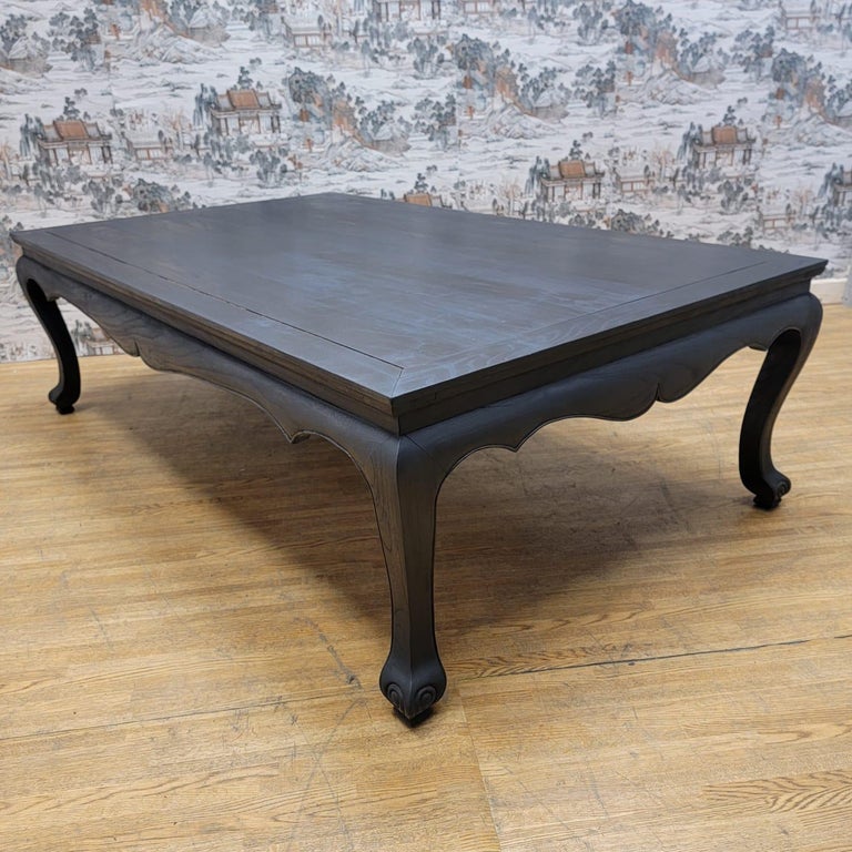 Vintage Chinese Elm Black Lacquer Coffee Table For Sale at 1stDibs