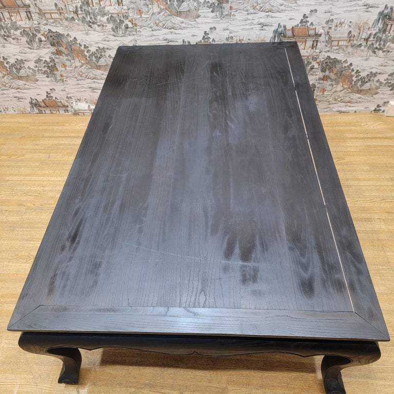 Vintage Chinese Elm Black Lacquer Coffee Table For Sale at 1stDibs