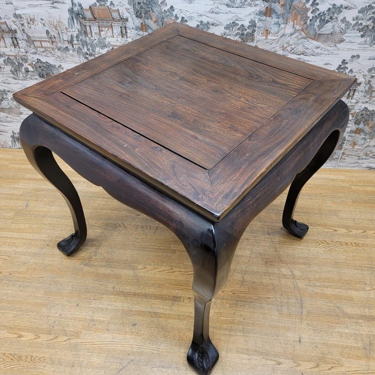 Vintage Chinese Elm Tall Tea / Side Table with Decorative Feet For Sale ...