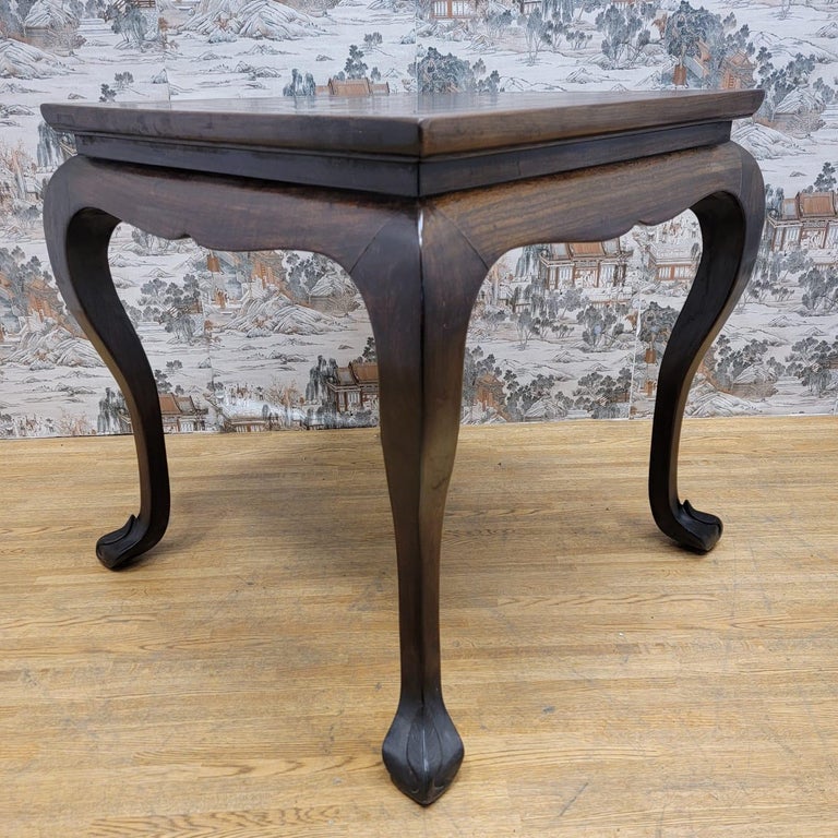 Vintage Chinese Elm Tall Tea / Side Table with Decorative Feet For Sale ...