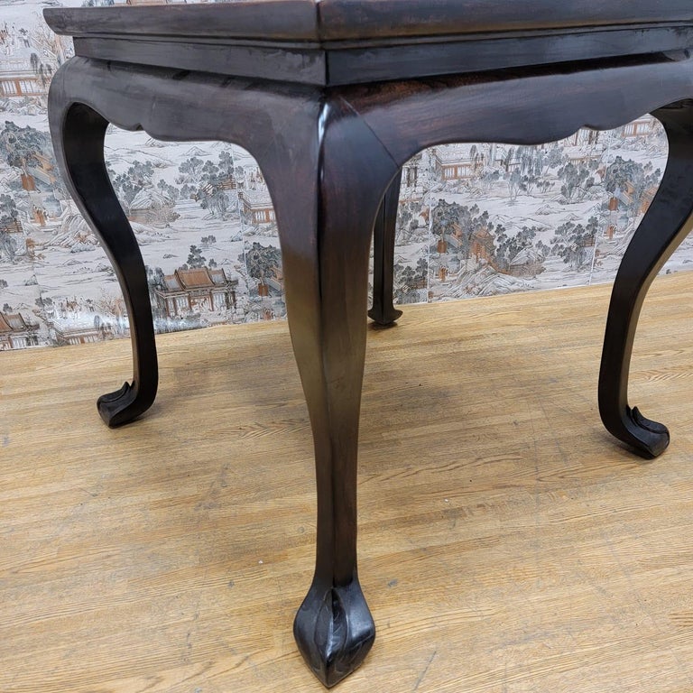 Vintage Chinese Elm Tall Tea / Side Table with Decorative Feet For Sale ...