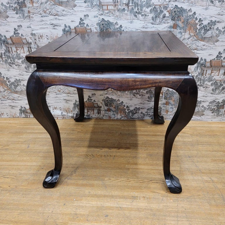 Vintage Chinese Elm Tall Tea / Side Table with Decorative Feet For Sale ...