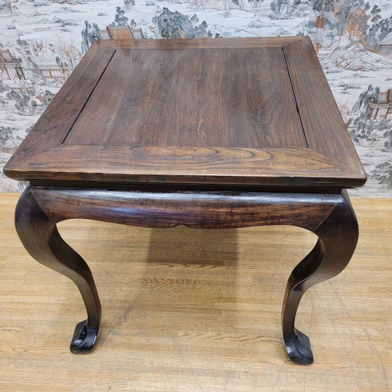 Vintage Chinese Elm Tall Tea / Side Table with Decorative Feet For Sale ...
