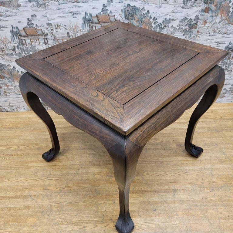 Vintage Chinese Elm Tall Tea / Side Table with Decorative Feet For Sale ...