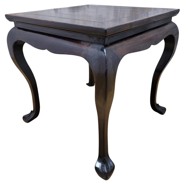 Vintage Chinese Elm Tall Tea / Side Table with Decorative Feet For Sale ...