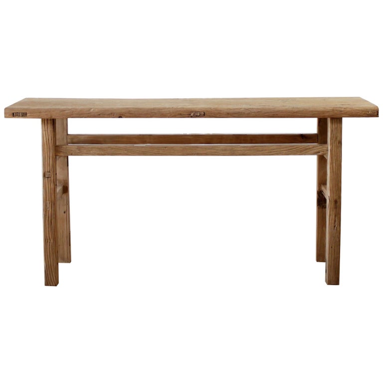 Vintage Elm Wood Console Table at 1stDibs
