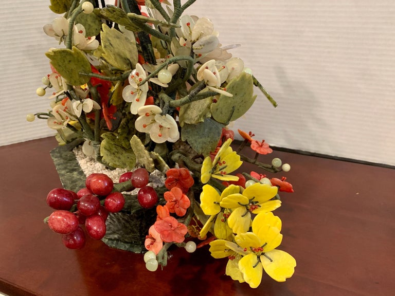 Vintage Chinese Export Hardstone Basket Floral Arrangement For Sale at ...