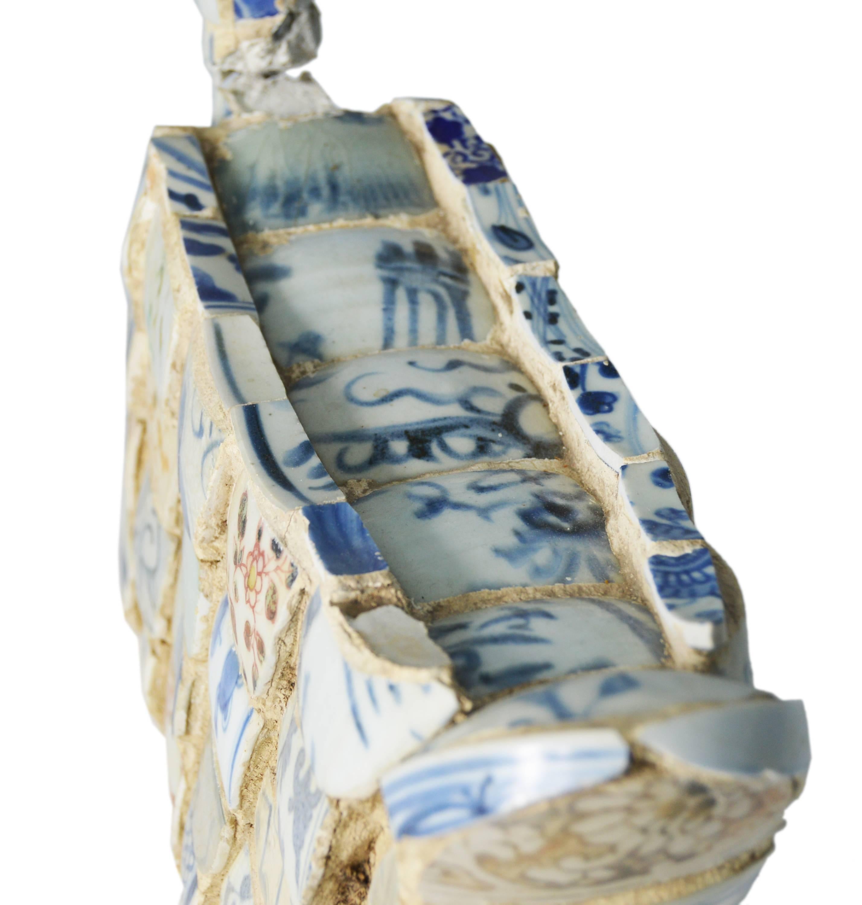 Vintage Chinese Faience Duck Sculpture with Blue Oriental Accents For ...