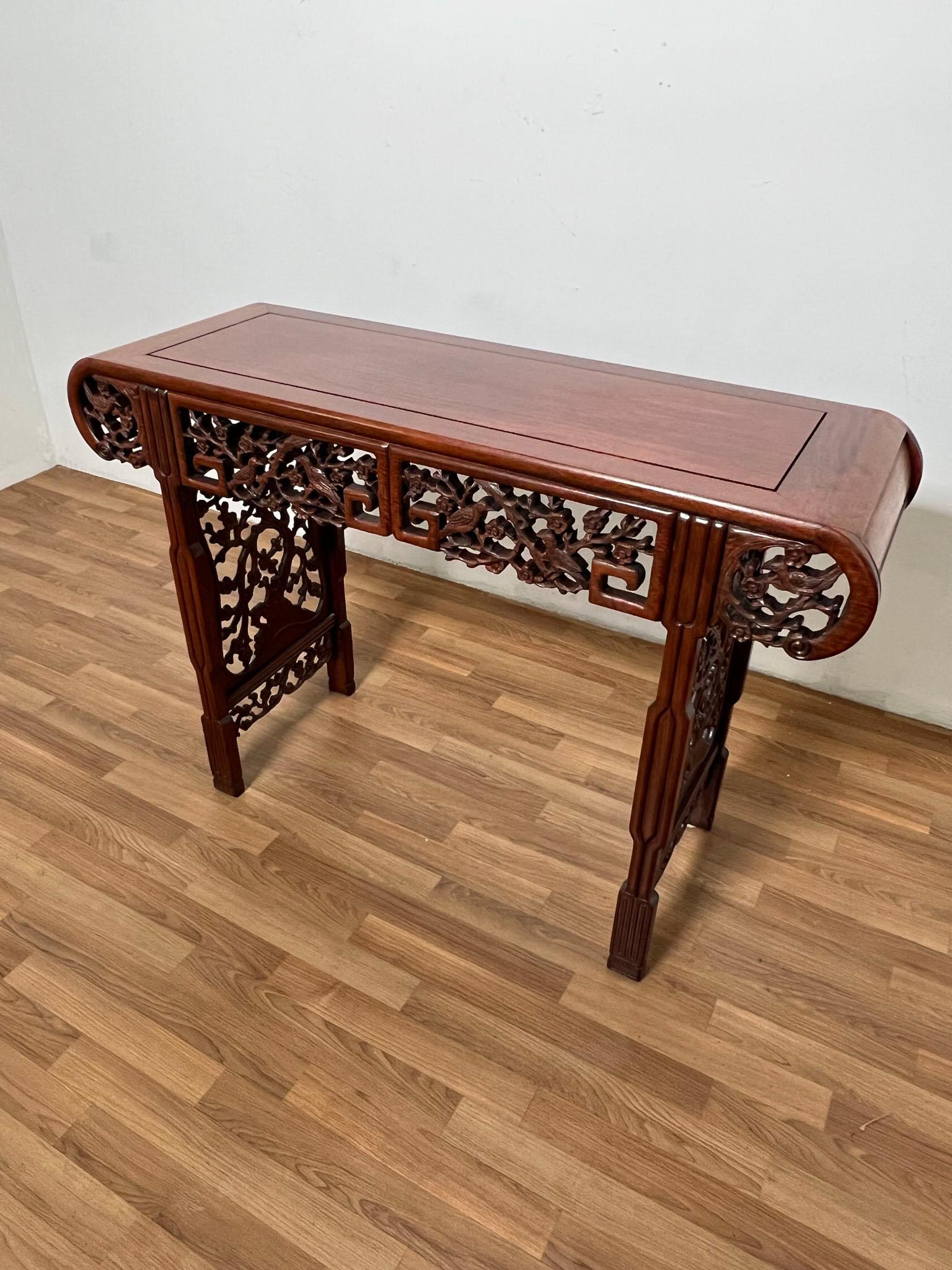 Vintage Chinese Fretwork Altar Console Table in Rosewood, circa 1960s ...