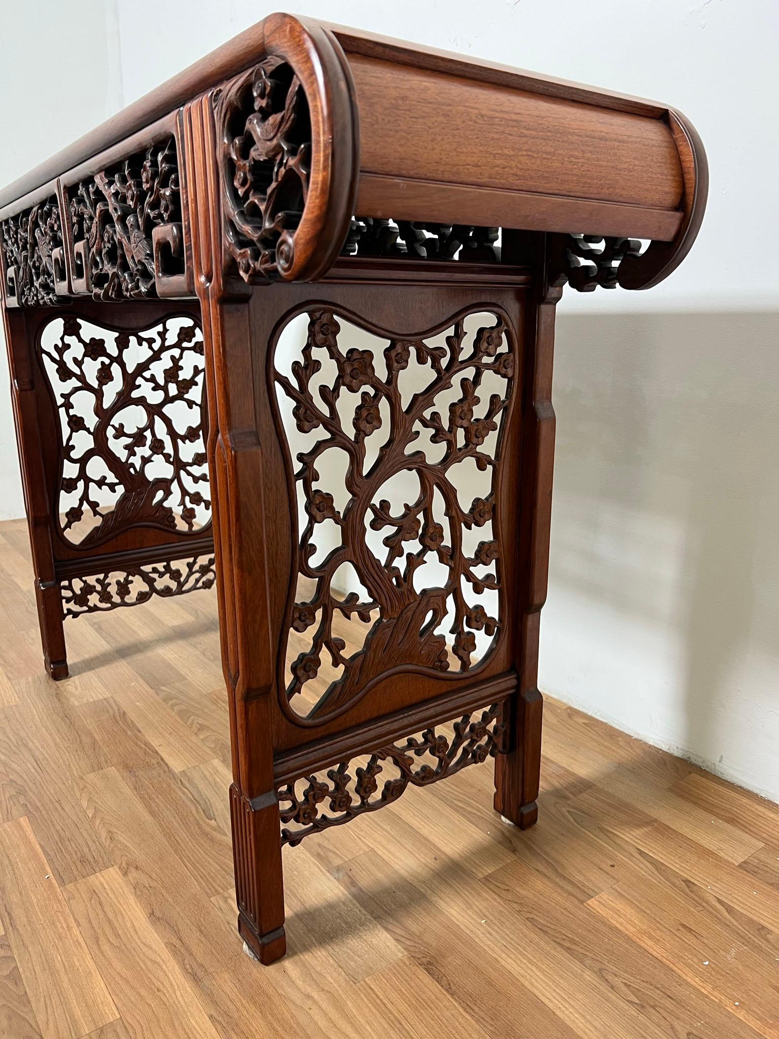 Vintage Chinese Fretwork Altar Console Table in Rosewood, circa 1960s ...