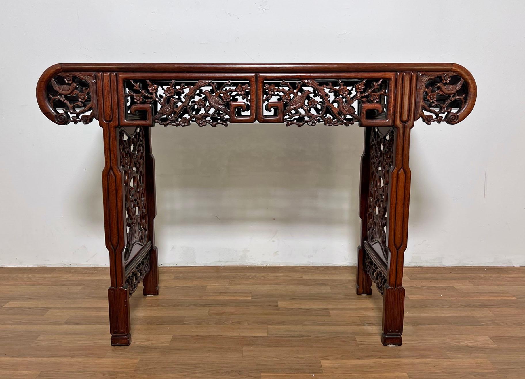 Vintage Chinese Fretwork Altar Console Table in Rosewood, circa 1960s ...