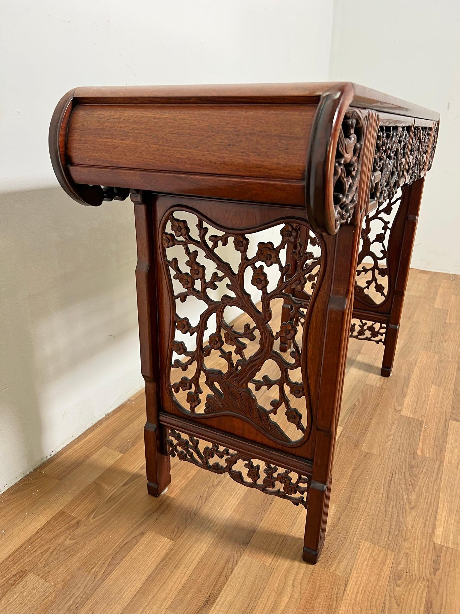 Vintage Chinese Fretwork Altar Console Table in Rosewood, circa 1960s ...