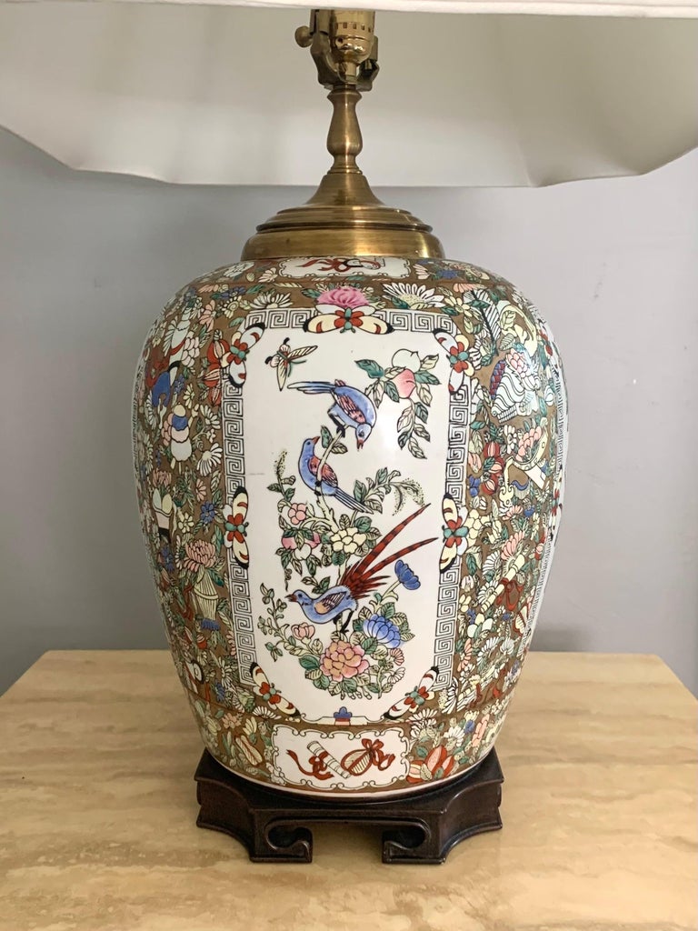 Vintage Chinese Ginger Jar Conversion Lamp For Sale at 1stDibs